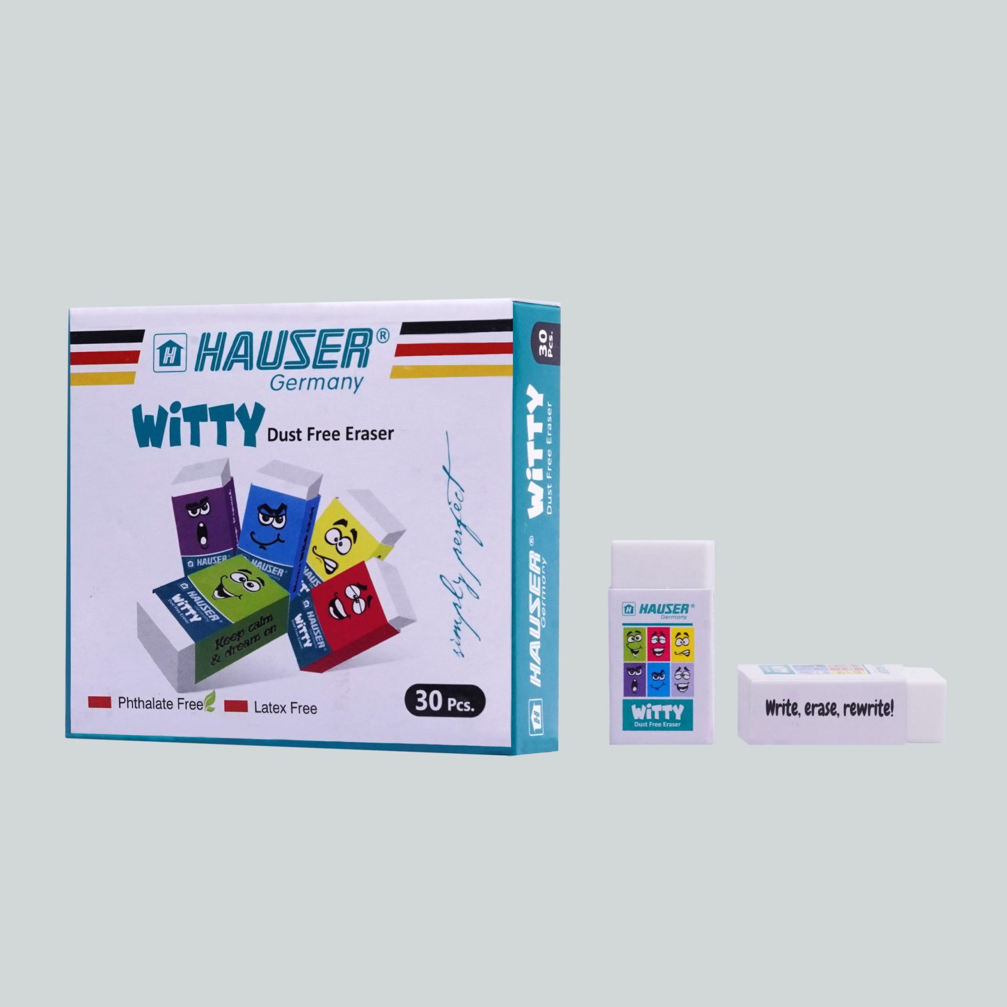 Hauser Small White Erasers 30 Pcs - Rainco | Stylish & Durable ...